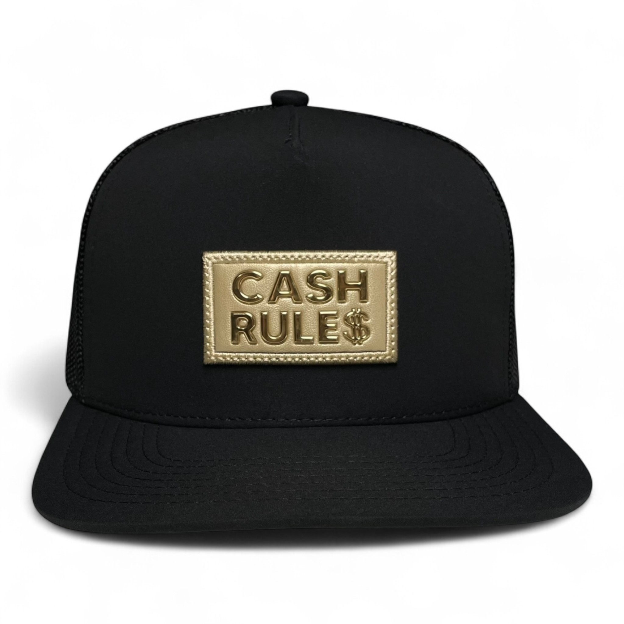 Roaben Cash Rules Money Dollar Sign Golden Patch Mesh Back Snapback Cap ...