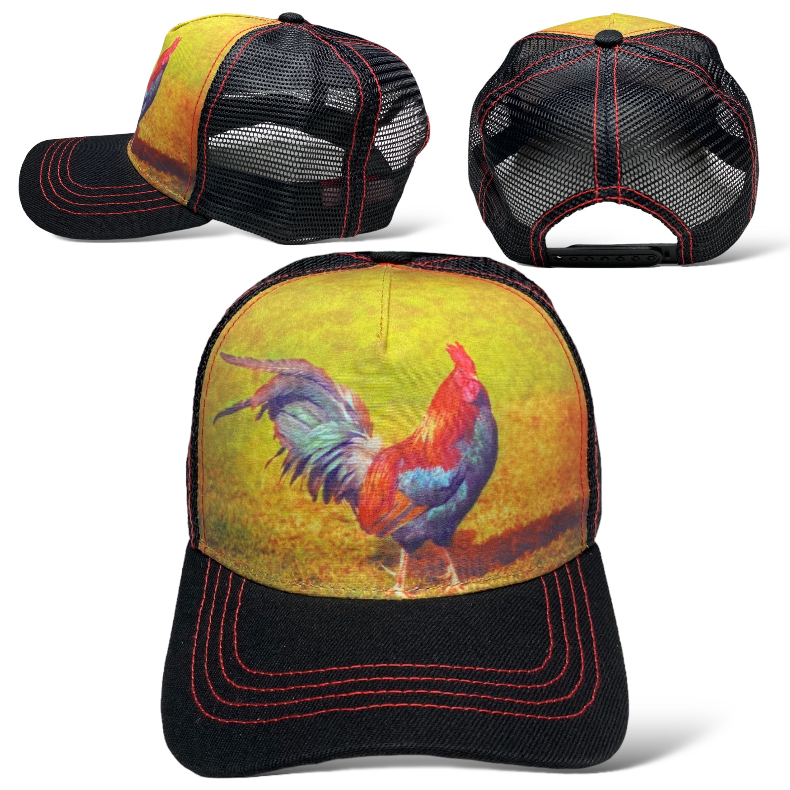 Roaben Rooster Gallo Snapback Baseball Cap, Black, Curved Brim, Western ...